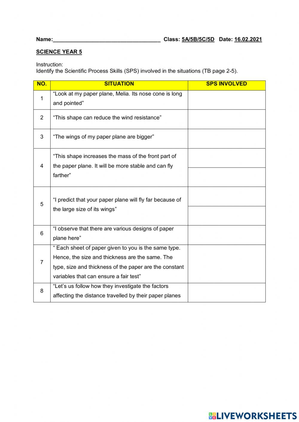 Using Science Skills Worksheet - SkillsWorksheets.com Using Science Skills Worksheet - SkillsWorksheets.com