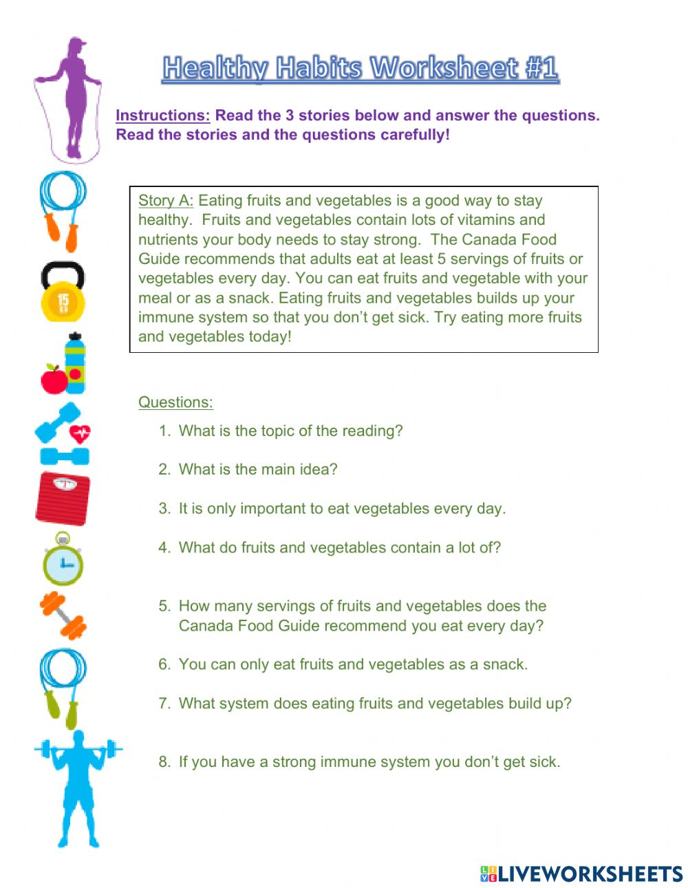 Life Skills Health Reading Comprehension Worksheets - SkillsWorksheets.com Life Skills Health Reading Comprehension Worksheets - SkillsWorksheets.com